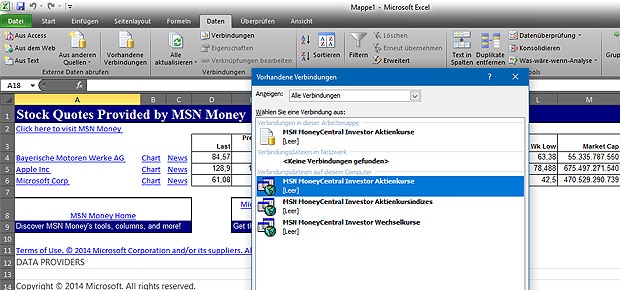 Aktienkurse in Excel einbetten und automatisch aktualisieren: Tipps 2017